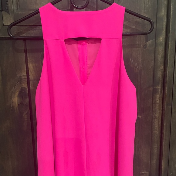 Blush Noir | Dresses | Blush Noir Hot Pink Dress Ruffle Bottom Cut Out ...
